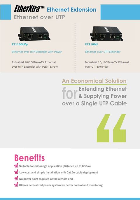 OT Systems single UTP cable extends ethernet and power ...